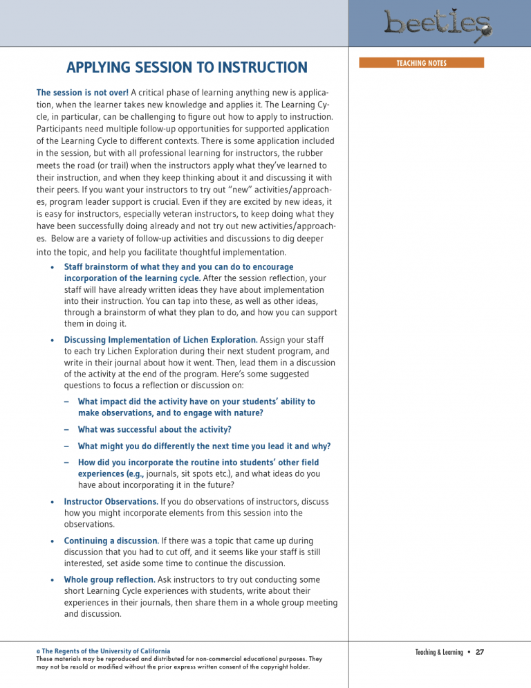 Beetles Project Teaching and Learning - Beetles Project