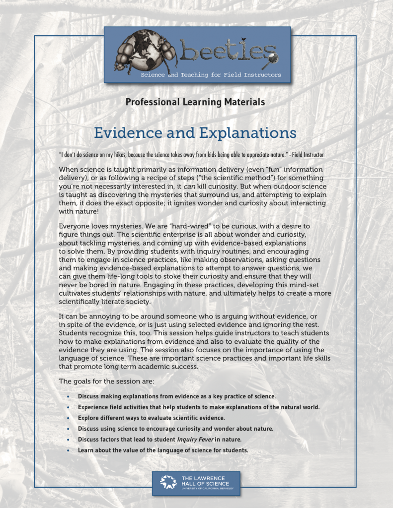 Beetles Project Evidence & Explanations - Beetles Project