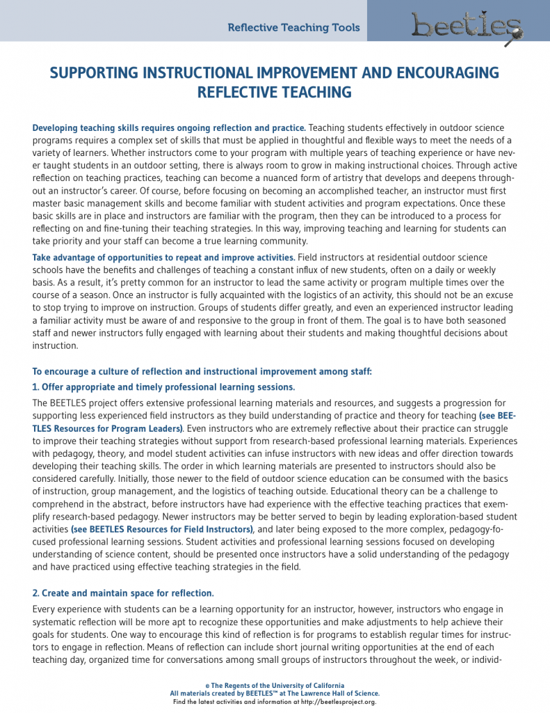 Beetles Project Coaching Tools - Beetles Project
