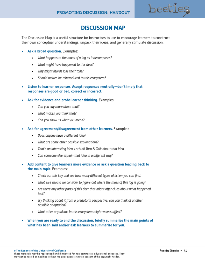 Beetles Project Promoting Discussion - Beetles Project