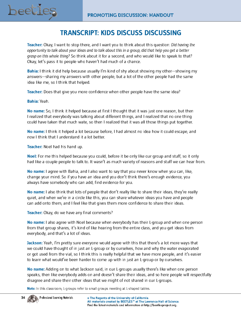 Beetles Project Promoting Discussion - Beetles Project